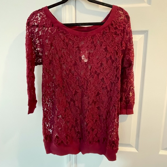 Express | Tops | Lace Red Top | Poshmark